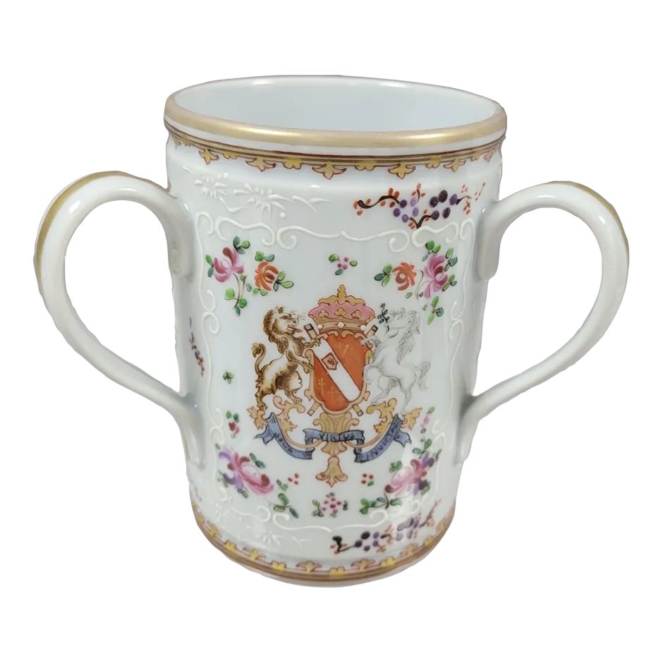19th C Samson Porcelain Armorial 3 Handled Mug | Chairish