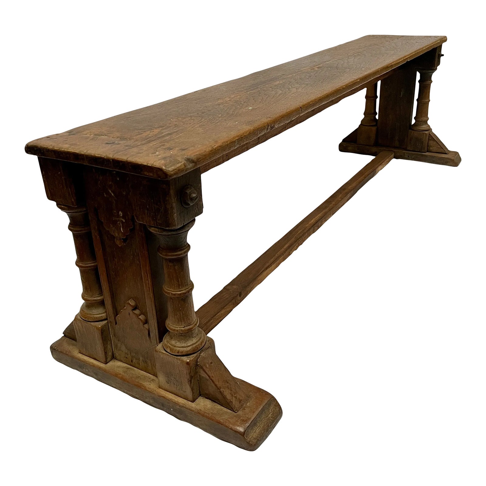 Late 19th Century Antique Handcrafted Wood Bench | Chairish