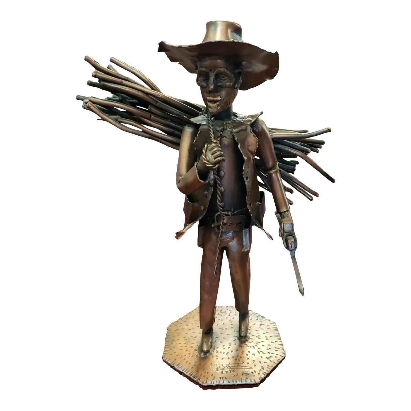 Cowboy With Bundle of Sticks Welded Copper Sculpture by j.b. Vernetti ...