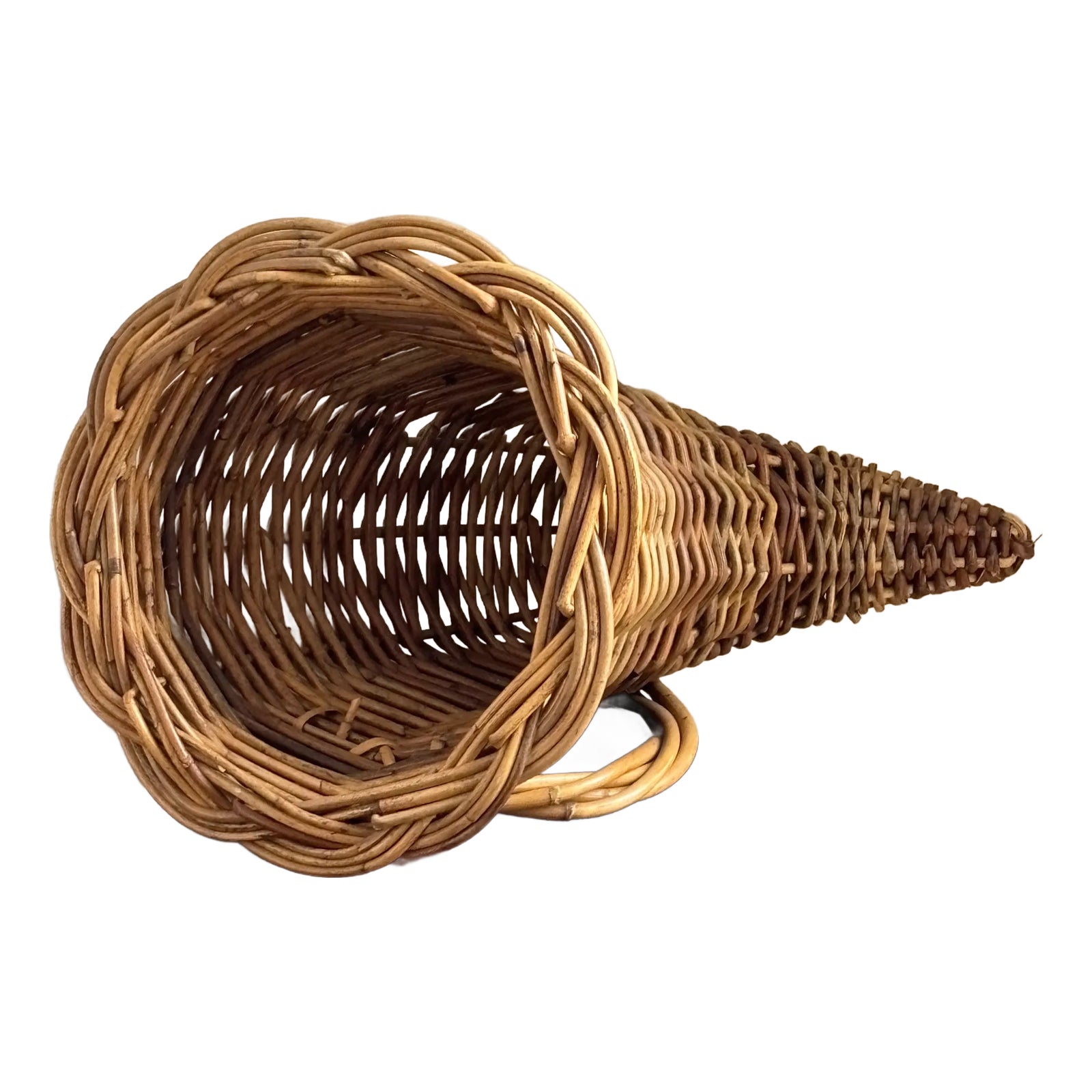 Mid-20th Century French-Style Footed Cornucopia Basket | Chairish