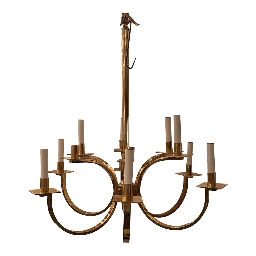 Mid-Century Modernist Candelabra Chandelier Brass | Chairish