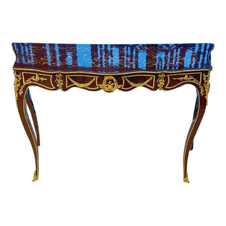 French Style Copper Console Table With Gold Details | Chairish