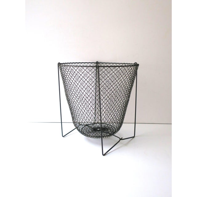 Black Metal Mesh Wire Wastebasket Trash Can | Chairish