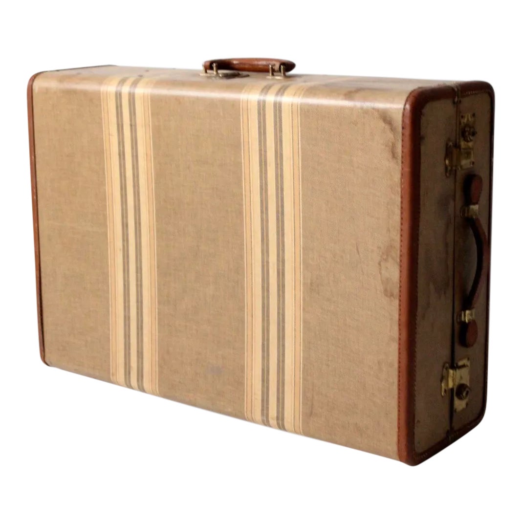Vintage Striped Wardrobe Suitcase | Chairish