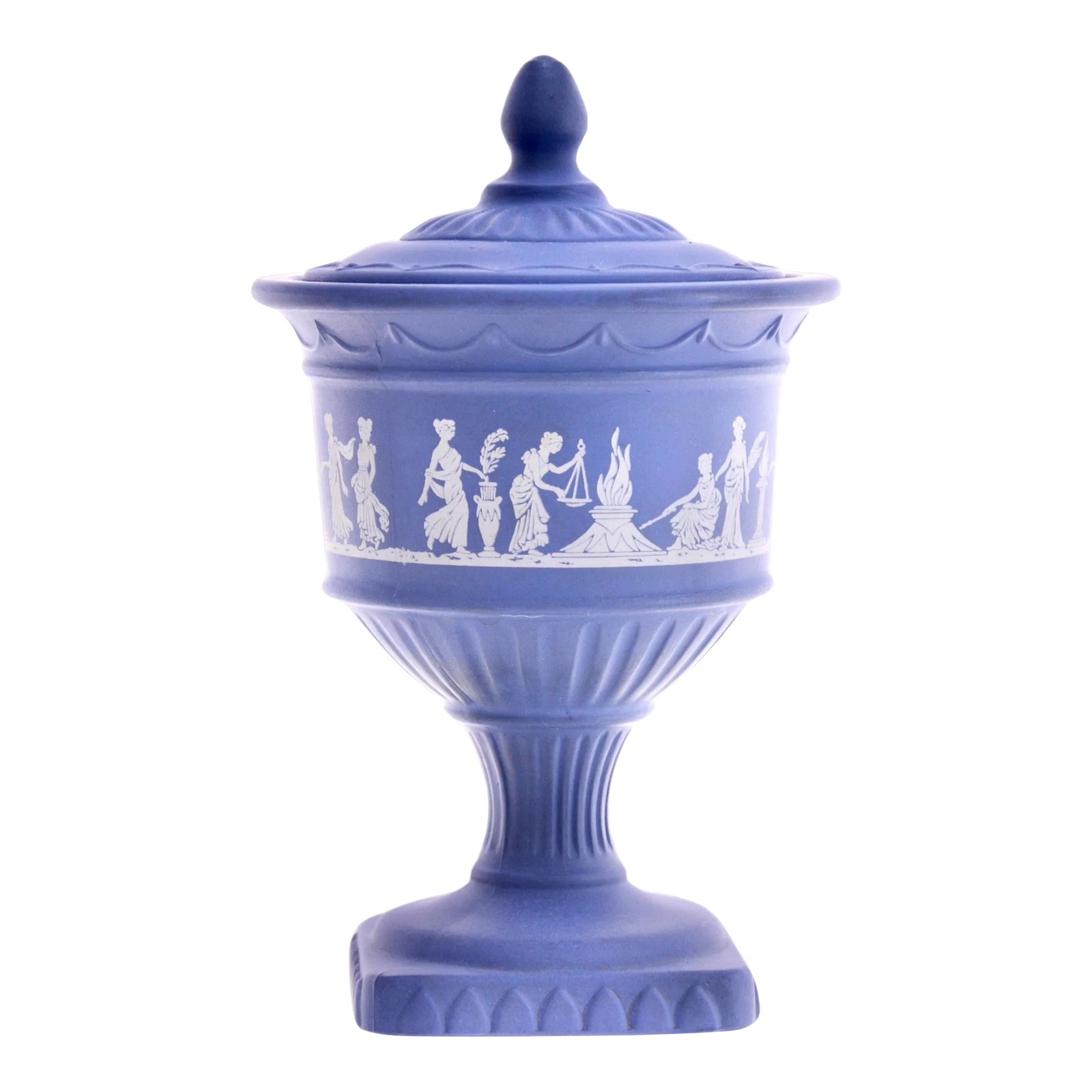 Blue Wedgwood Inspired Lidded Urn | Chairish