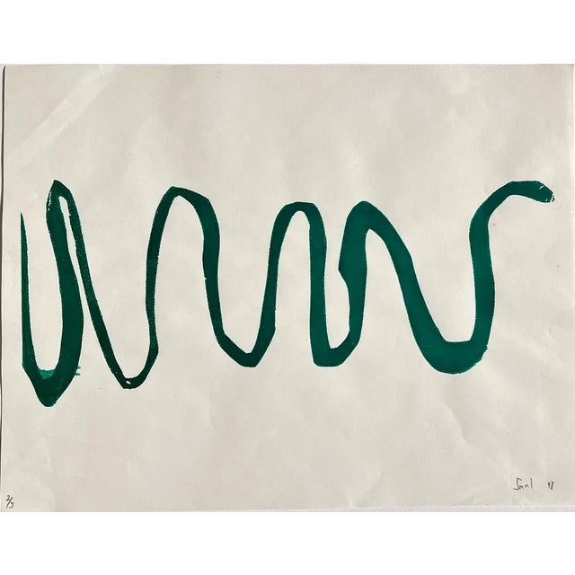 1998 Abstract Green Snake Painting | Chairish