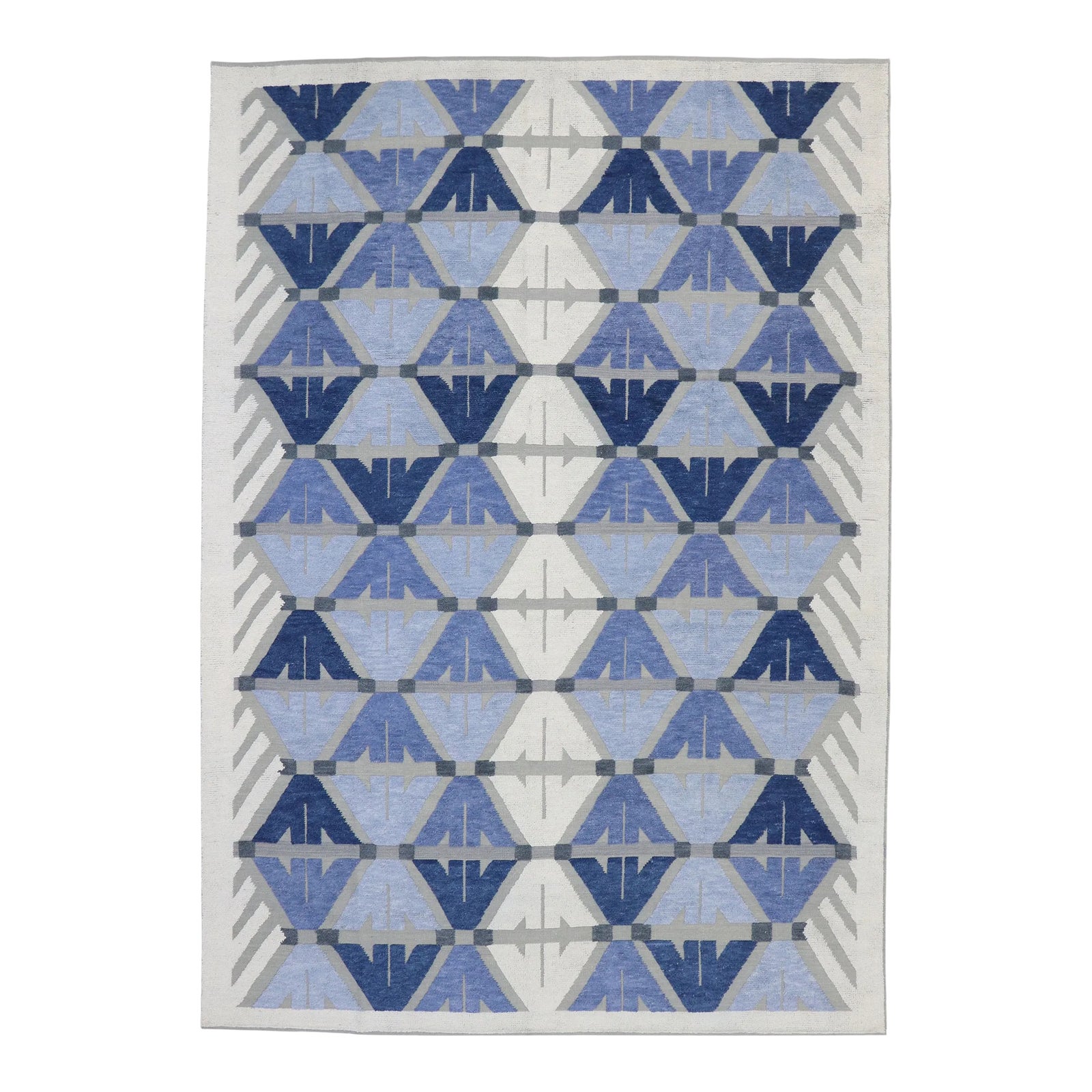 Contemporary Kilim Rug With Geometric Print - 10'02 X 14'06 | Chairish