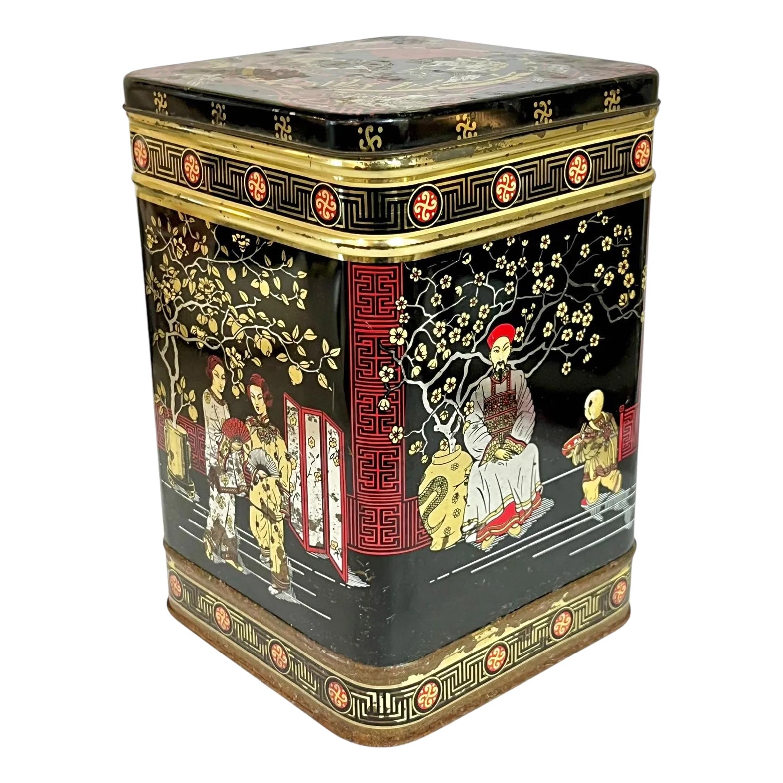 Vintage English Fredrick Cooper Style Brass Finish Chinoiserie Metal ...