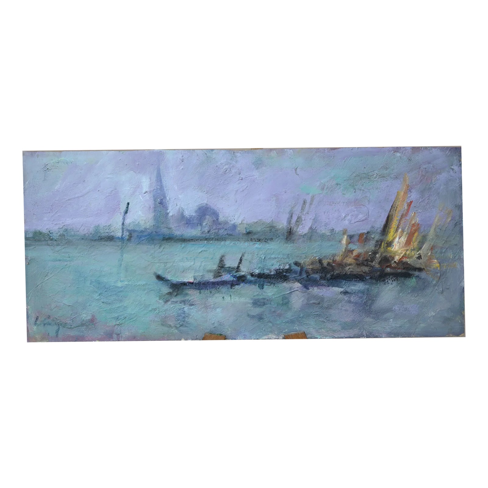 Giorgio Cinquini, Venice, Oil Painting on Wood, 1989 | Chairish
