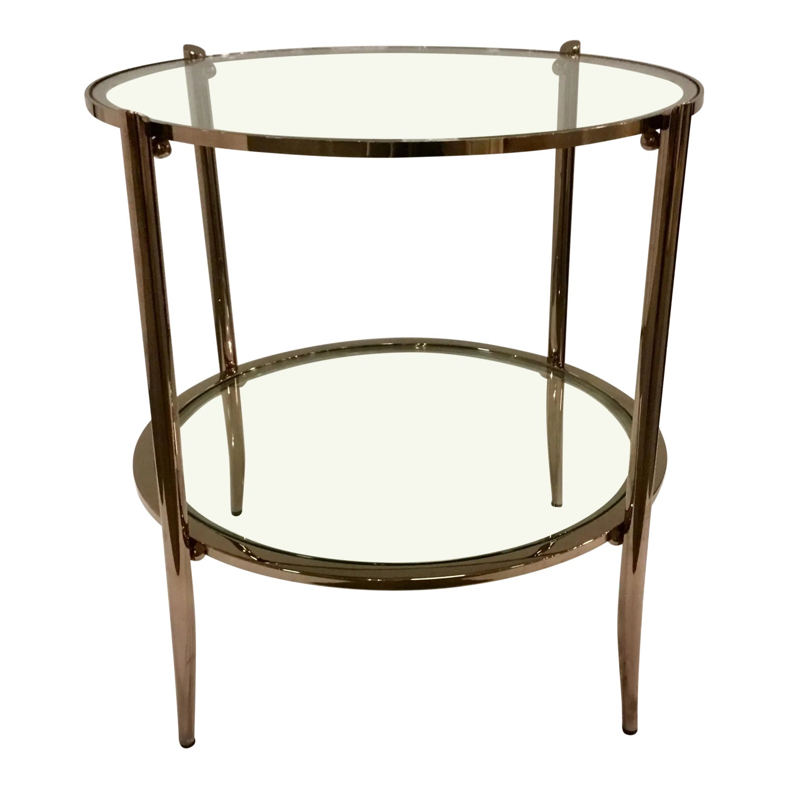 Modern Caracole Metal and Glass at First Blush End Table | Chairish