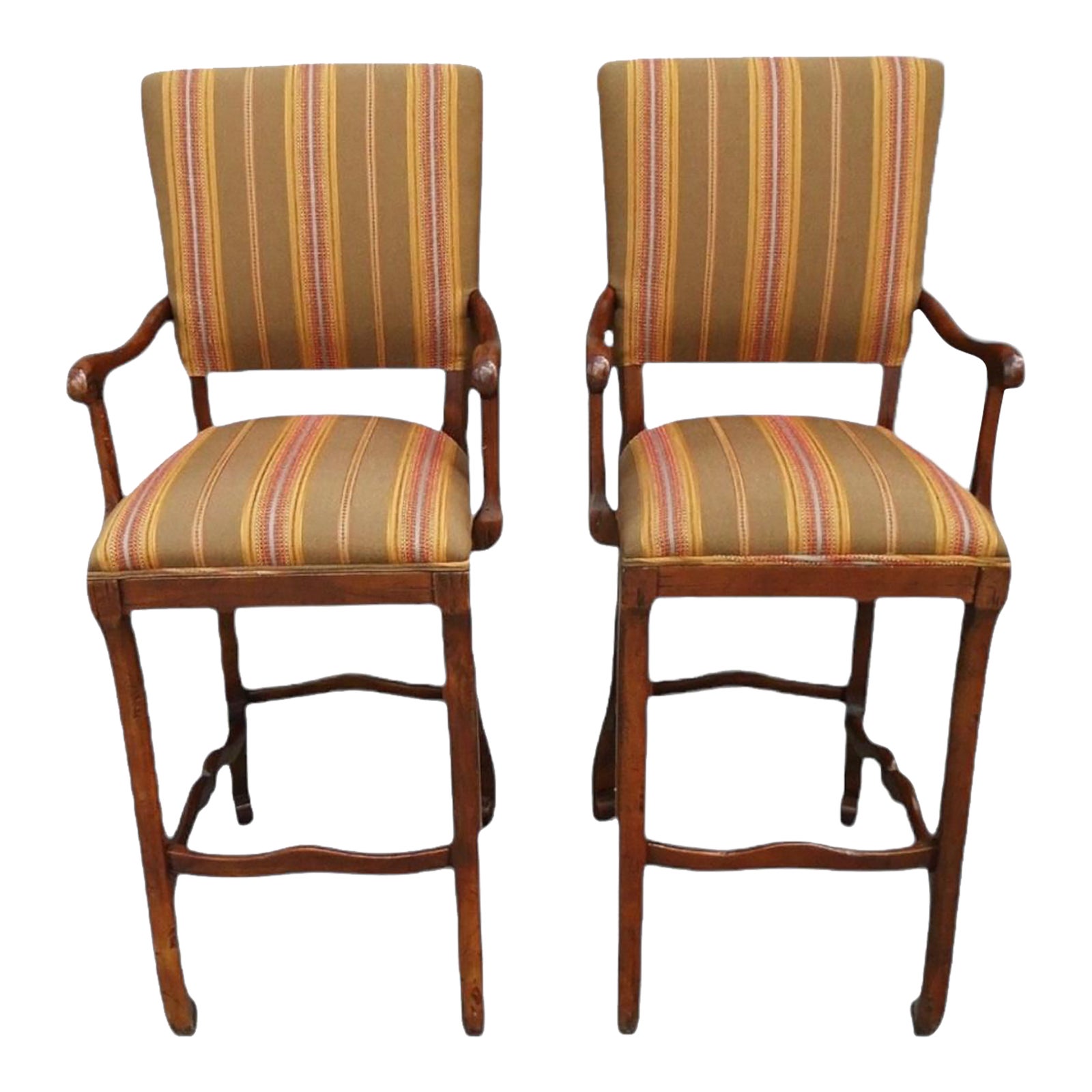 Vintage 1980’s Lorts Wooden/Fabric Bar Stools- a Pair | Chairish