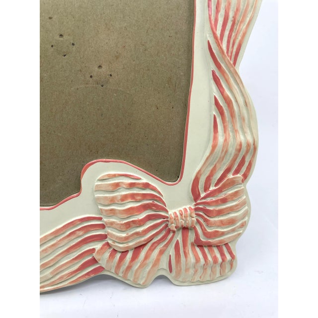 Vintage Pink Ribbon Bow Shaped Picture Frame | Chairish