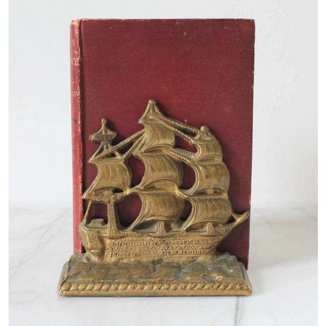 Vintage Brass Ship Bookends - a Pair | Chairish