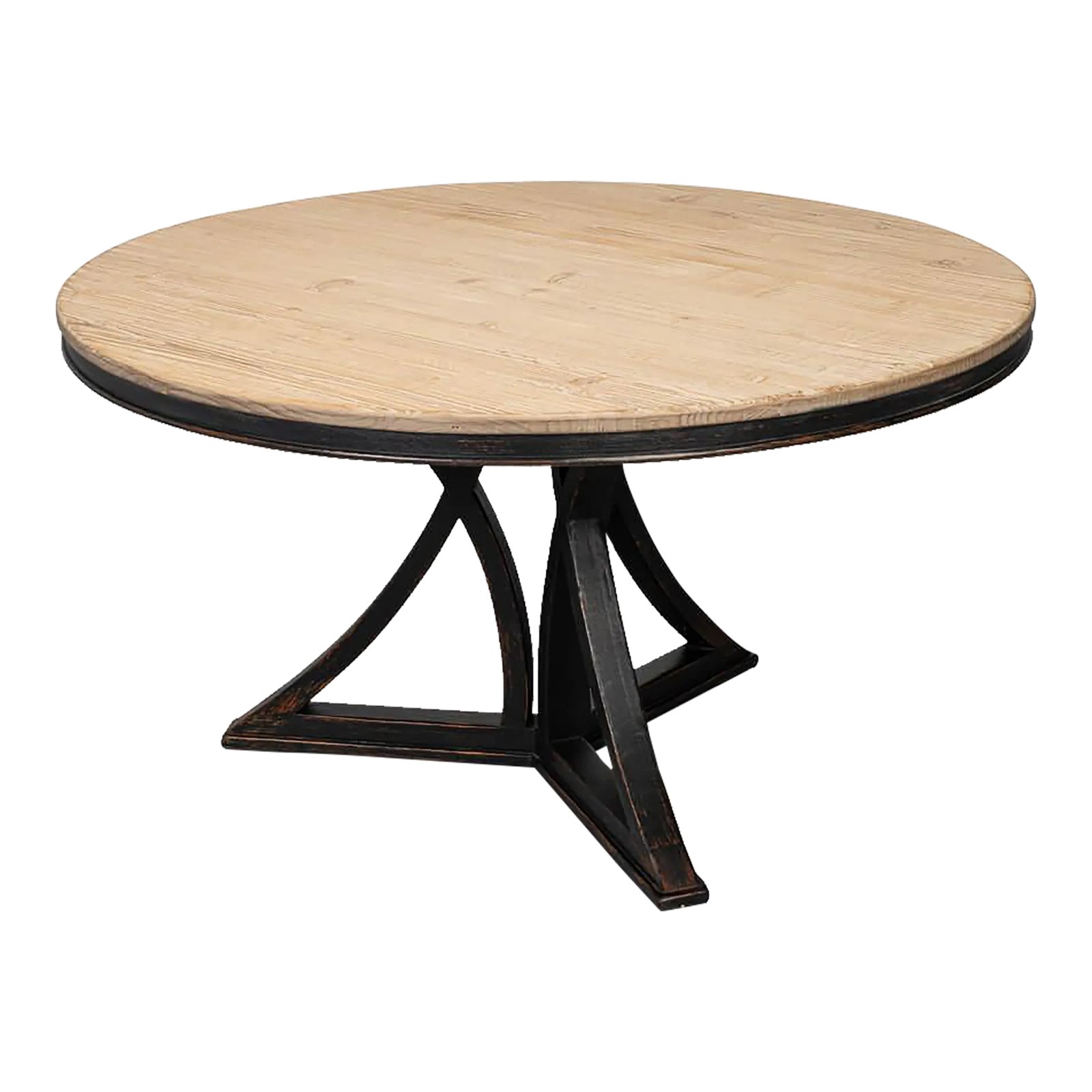 Rustic Style Round Dining Table - Black | Chairish