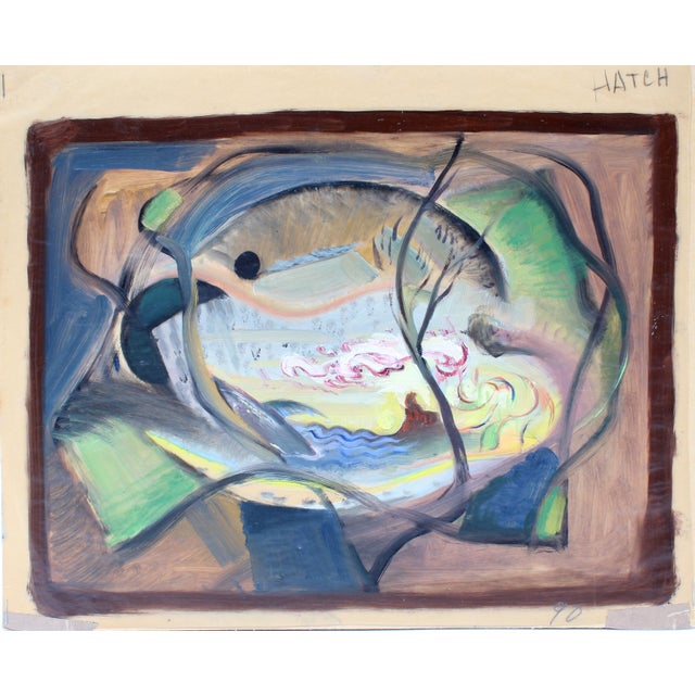 John W. Hatch John Hatch American Cubist Abstract Oil Painting 1950's ...