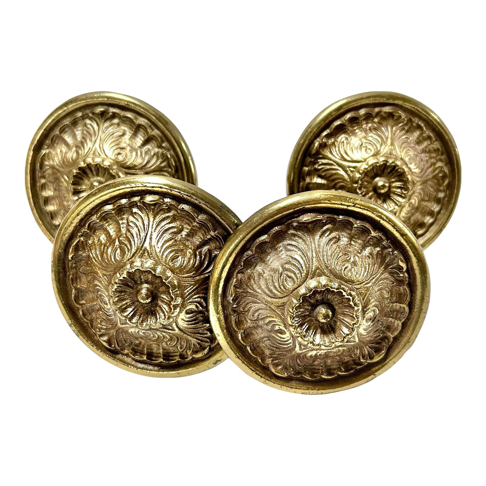 Vintage Solid Brass Curtain Tie Back Rosettes - Set of 4 | Chairish