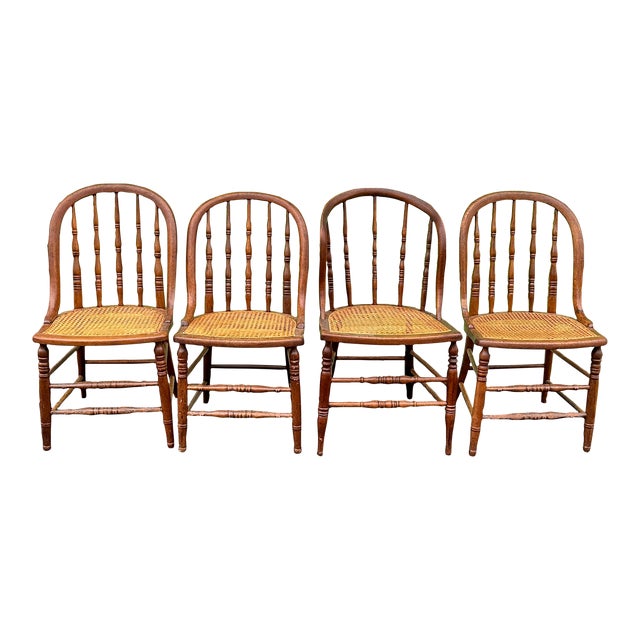 Set of 4 French Country Cane Farmhouse Chairs | Chairish