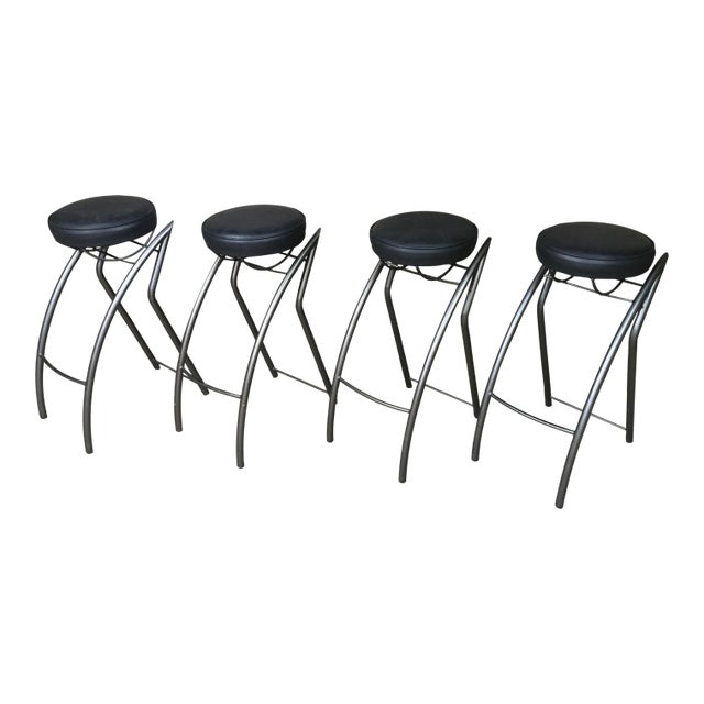 Post Modern Sculptural Bar Stools- Set of 4 | Chairish