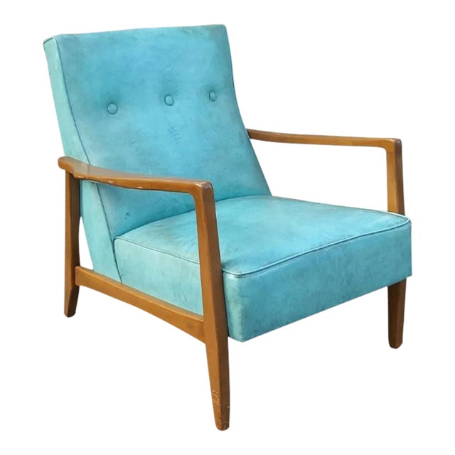 Mid Century Modern Turquoise Vinyl Chair | Chairish