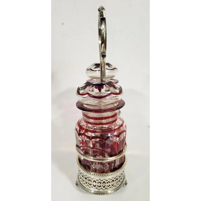 Antique English Jam Preserve Cruet Set W. Pair Ruby Glass Bottle Jars ...