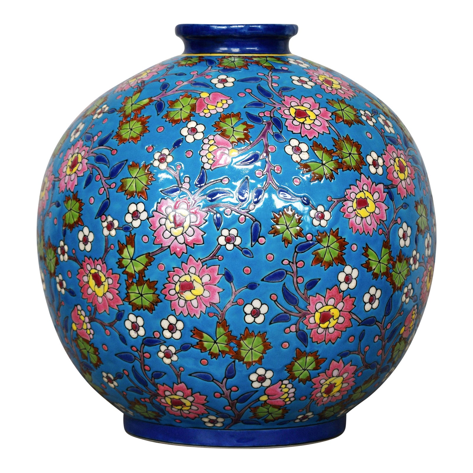A Large Belgian Art Pottery Vase by Louviere (Keramis Boch Longwy ...