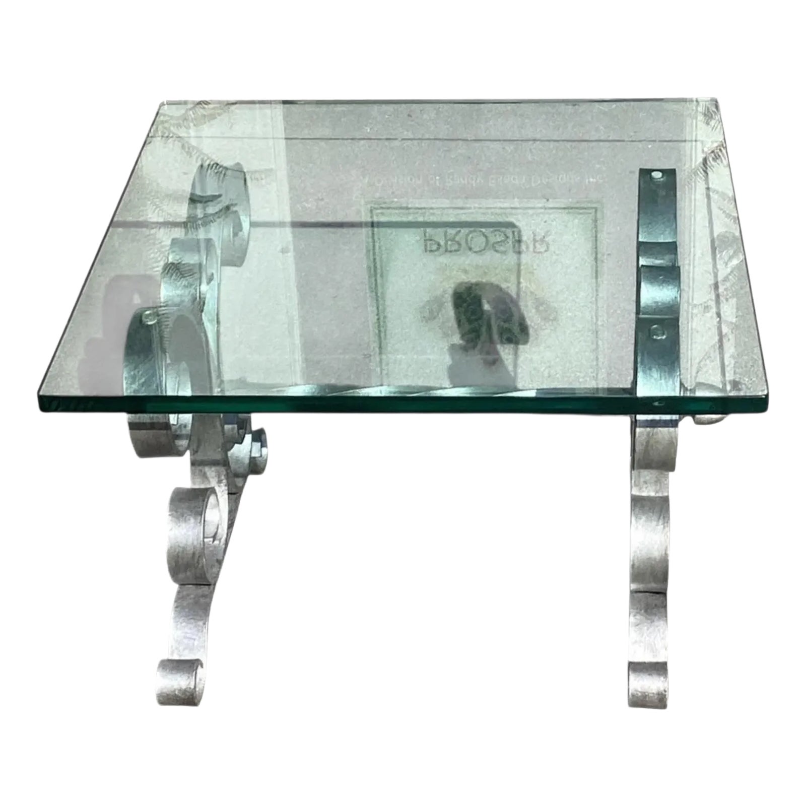 Modern Gothic Style Silver Gilt Wrought Iron & Glass Side Table | Chairish