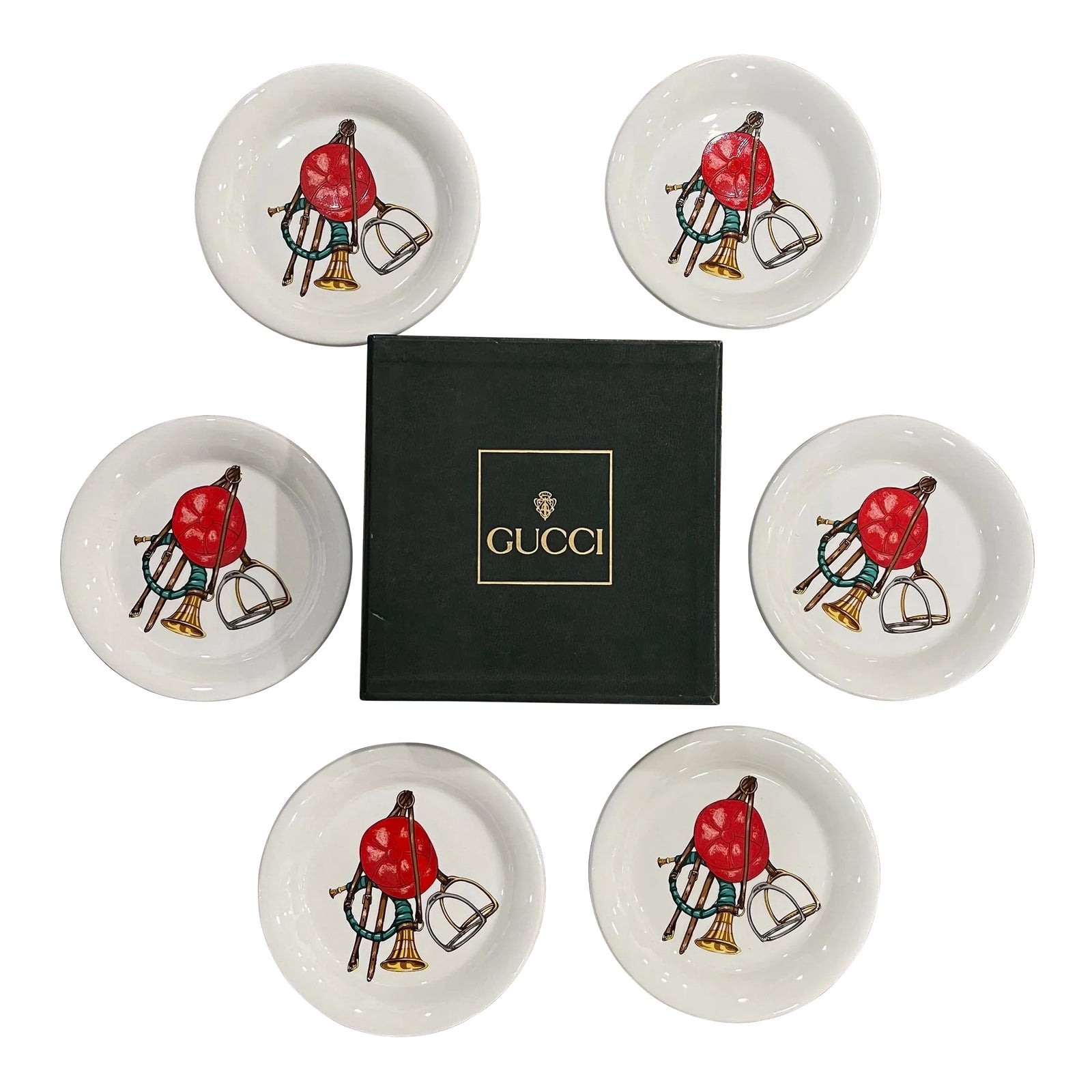 Gucci Set/6 Equestrian Themed Coaster,dish | Chairish