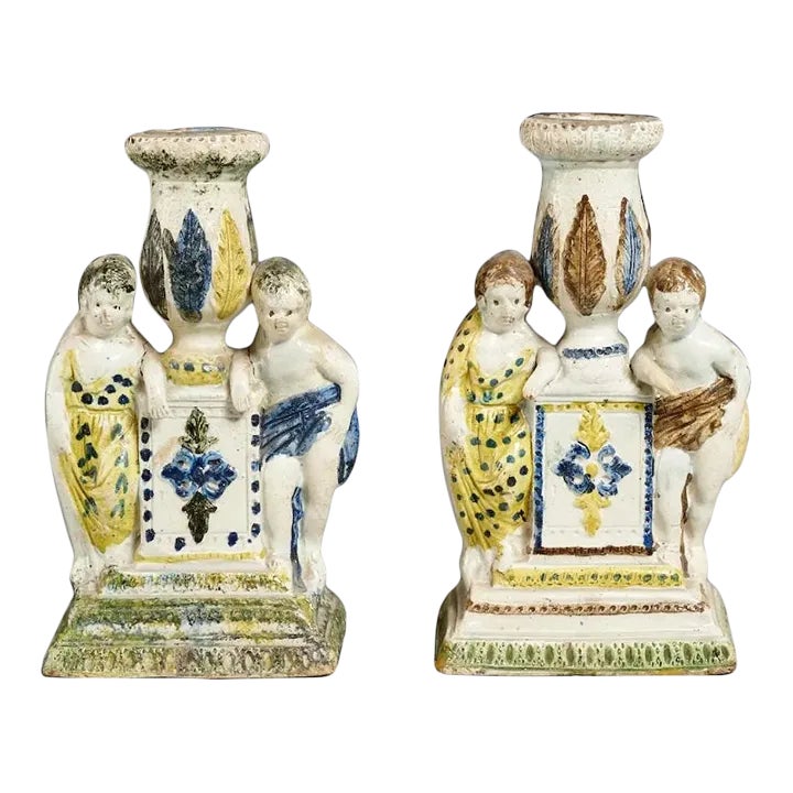 Pair Antique English George III Figural Prattware Pearlware ...
