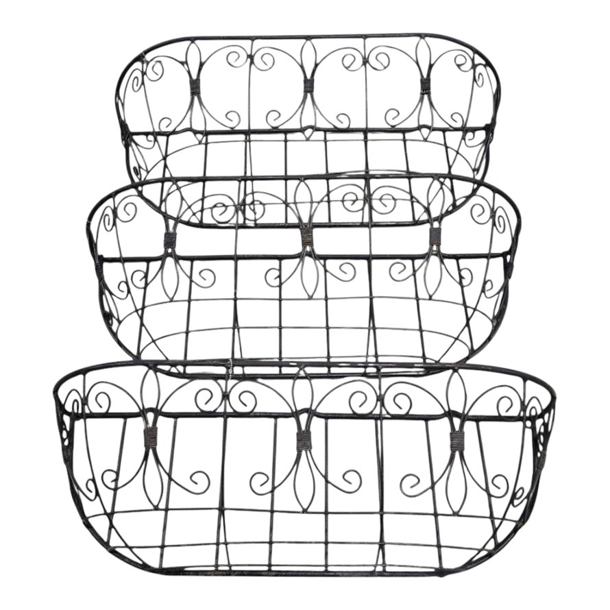 Vintage Wrought Iron Black Scroll Large Window Trough Outdoor Planters ...