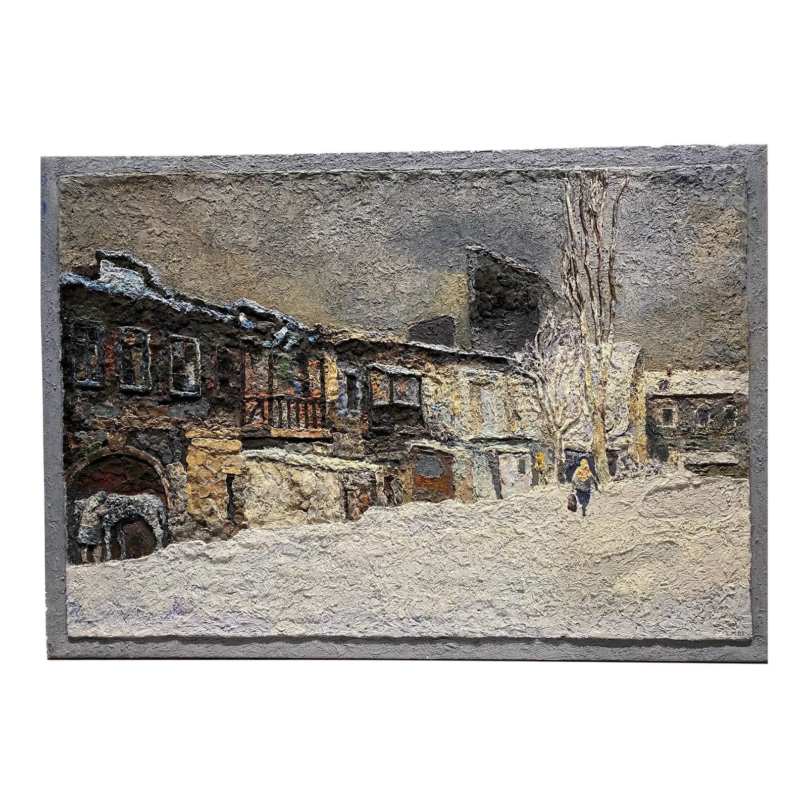 Lev Mezhberg, Urban Winter Landscape, Oil on Canvas Painting, 2003 ...