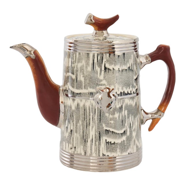 1930s Silver Shield Faux Bois Coffee Pot | Chairish
