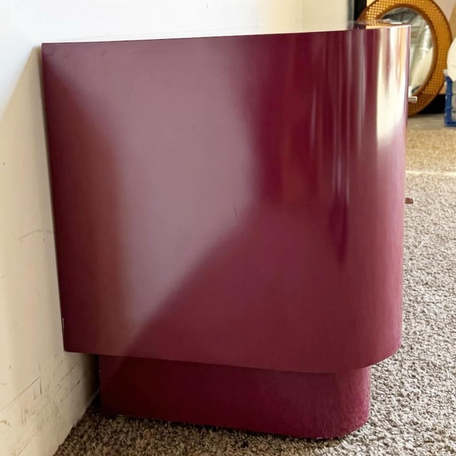 Postmodern Maroon Lacquer Laminate Lowboy Dresser | Chairish