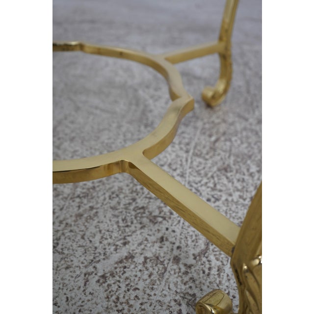 Labarge Large Brass Base Glass Top Coffee Table | Chairish