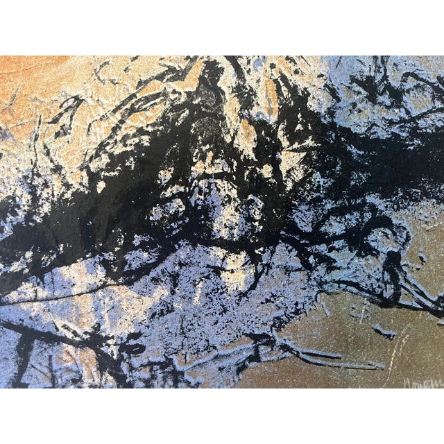 Vintage Original Abstract Lithograph Organic Modern 80s | Chairish