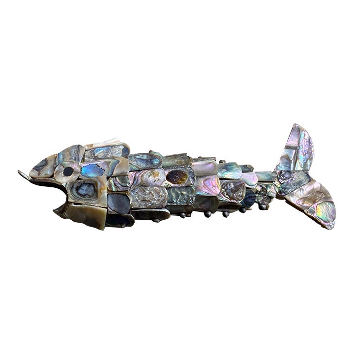 Mexican Articulated Fish Bottle Opener Abalone Shell Los Castillo Style ...