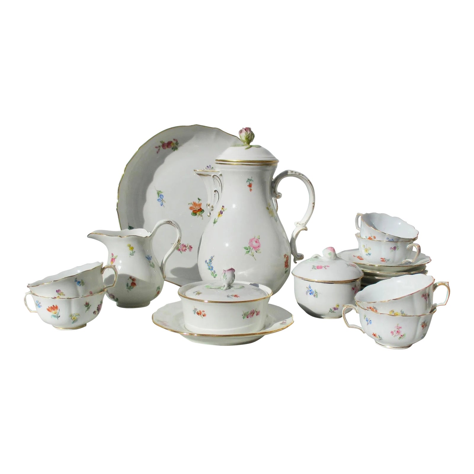 Meissen Scattered Flowers Coffee Service -Set of 19 Pieces | Chairish