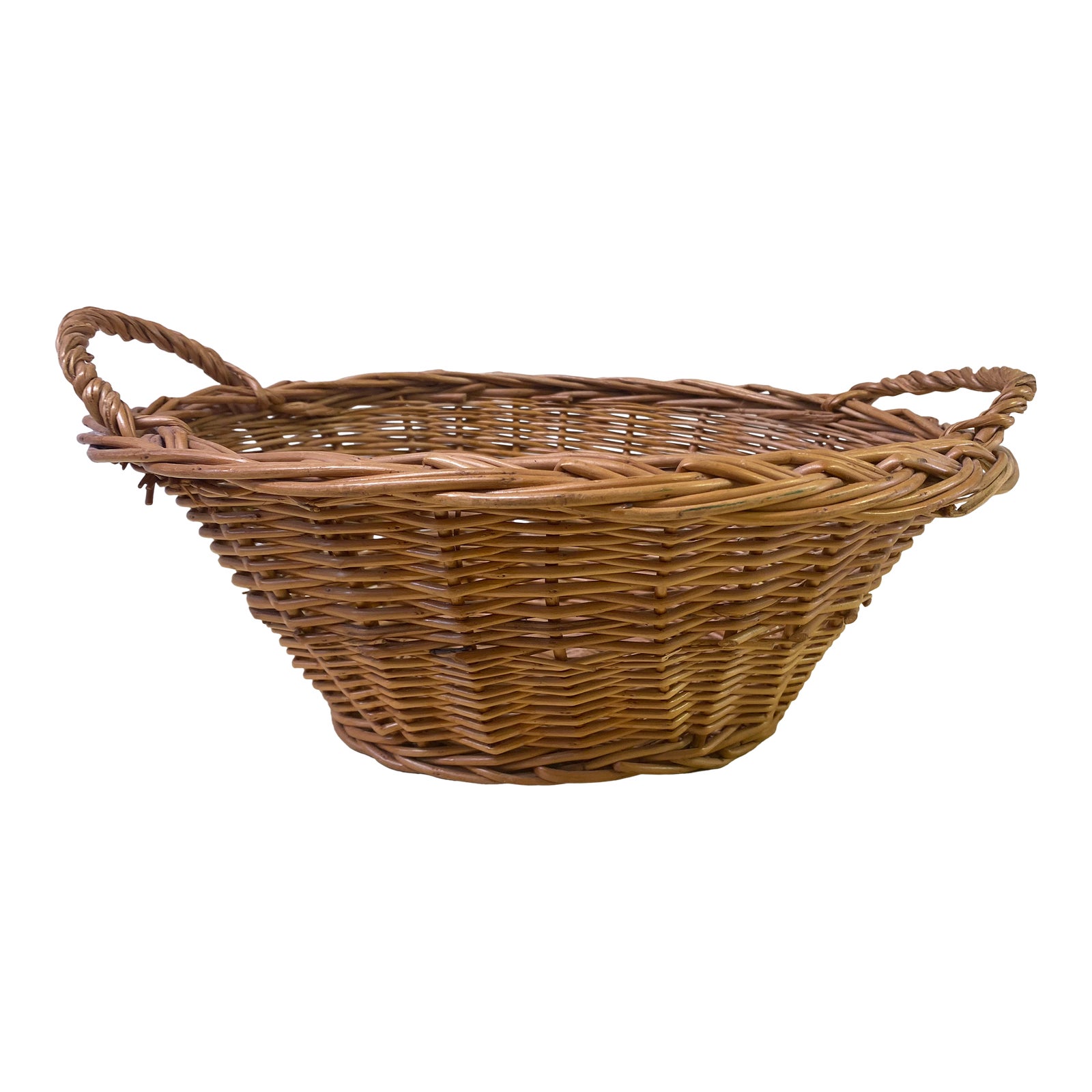 Vintage European Woven Wicker Basket | Chairish
