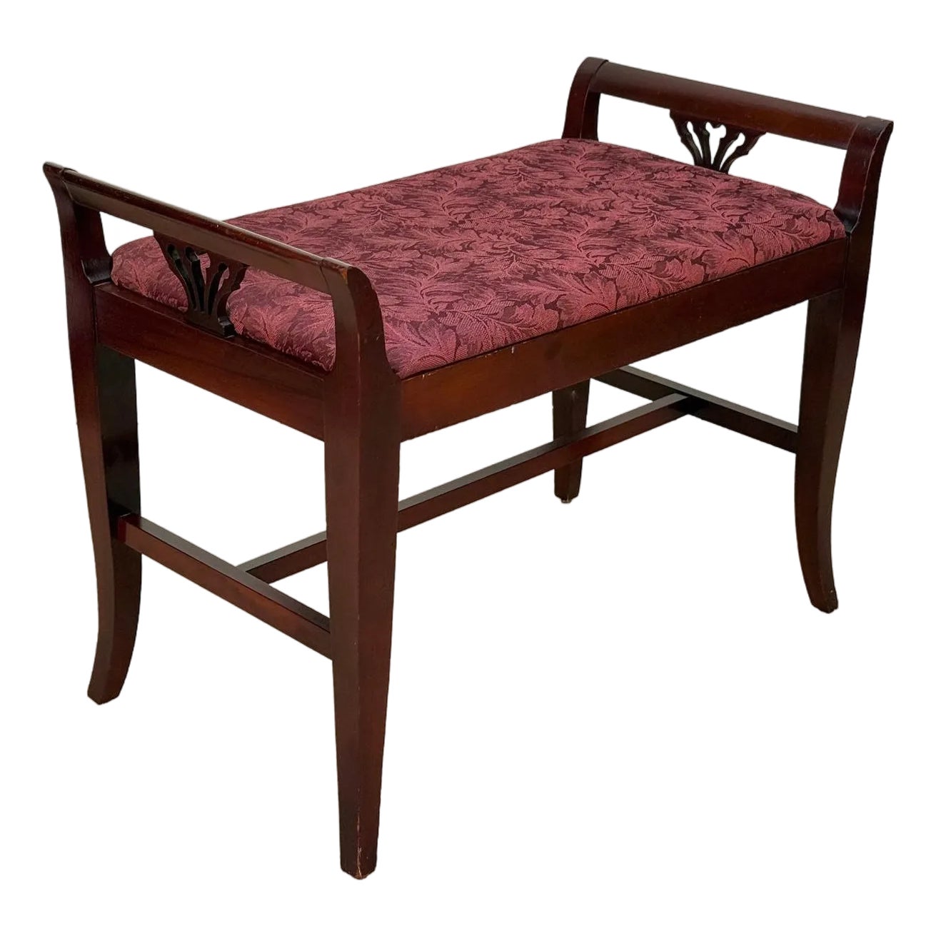 Antique Traditional Cherry Vanity Bench Piano Duet Stool | Chairish