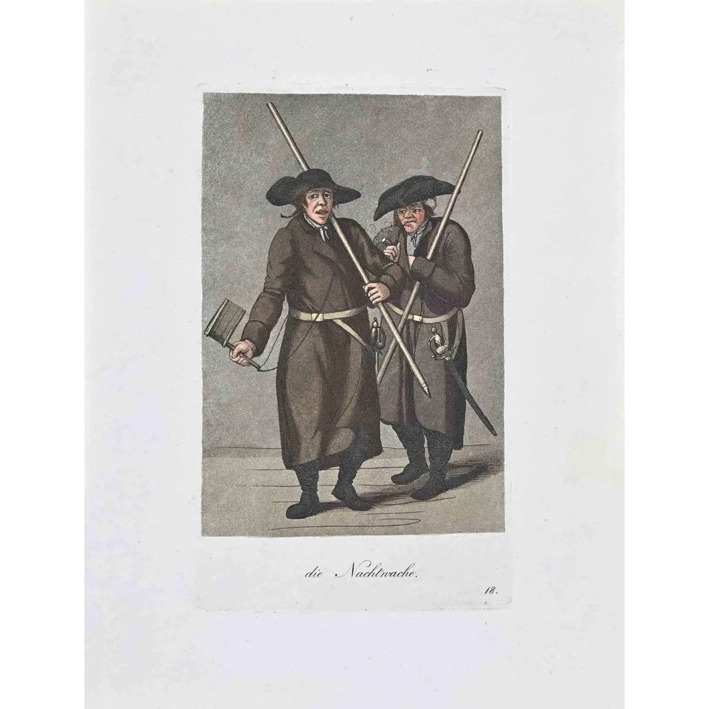Christoph Suhr, Die Nachtwache, Etching, 1808 | Chairish