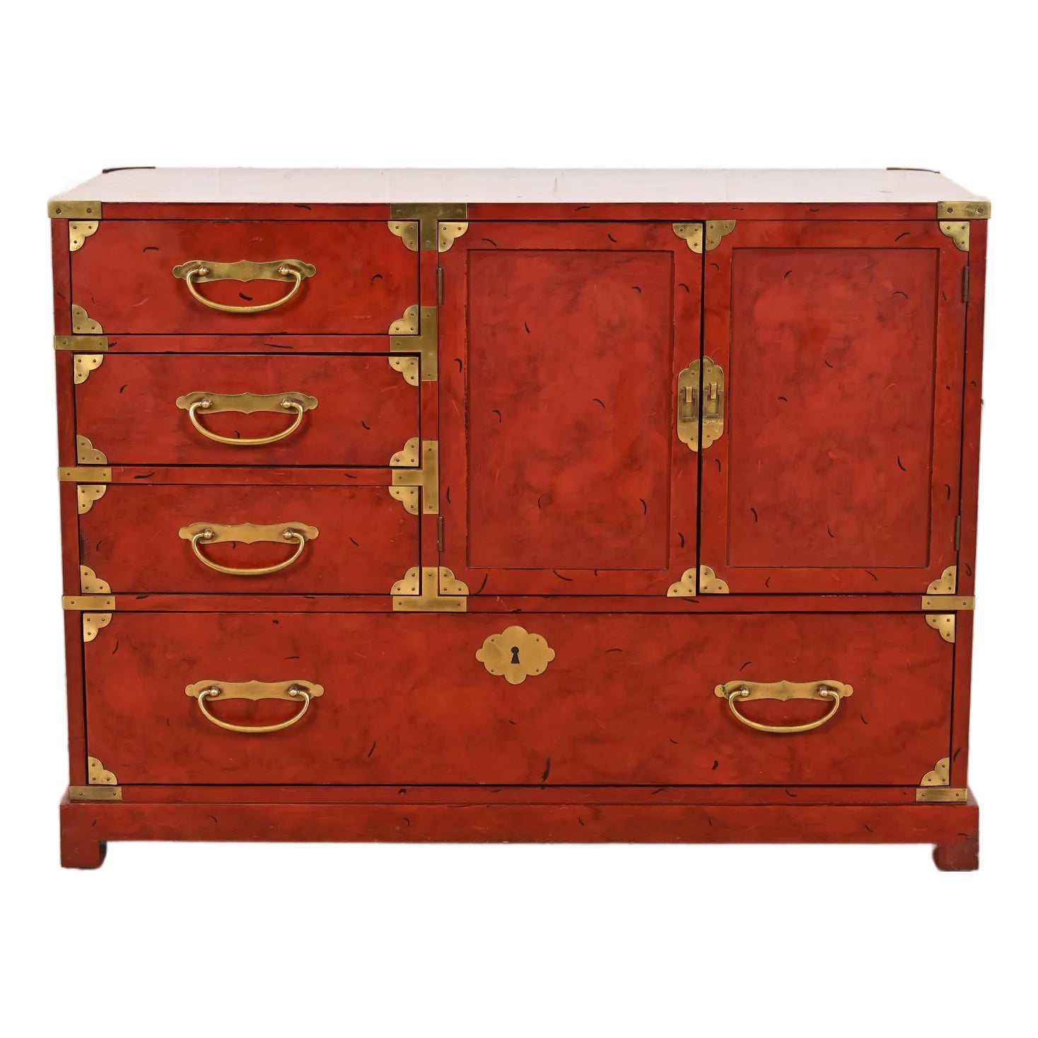 Century Furniture Hollywood Regency Chinoiserie Red Lacquered Commode ...