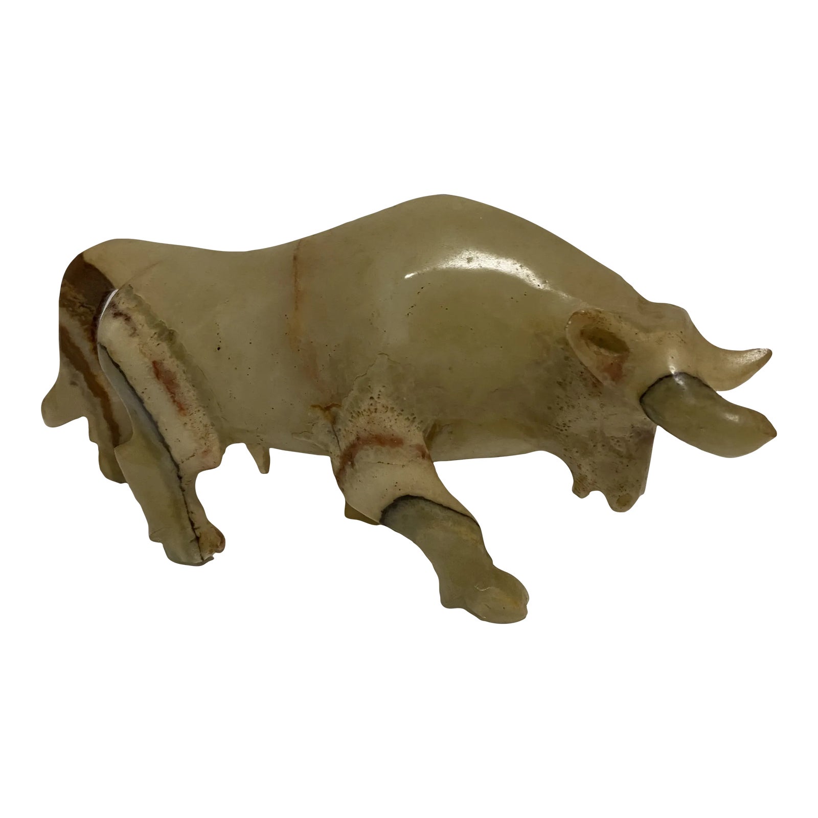 Vintage Mid 20th Century Raging Onyx Green Bull | Chairish