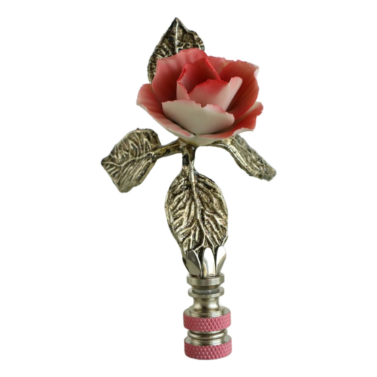 Capodimonte Porcelain Rose Lamp Finial in Pink | Chairish