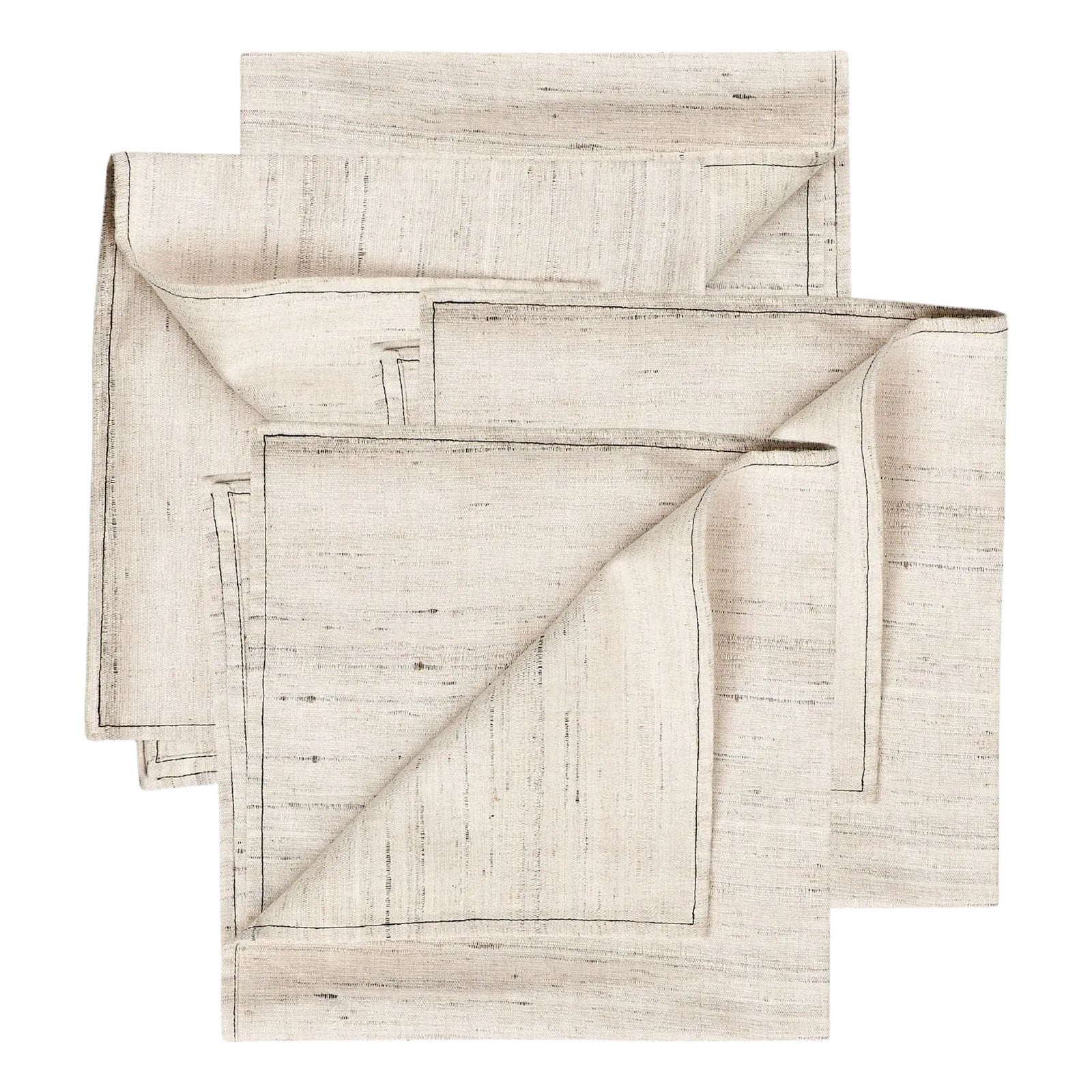 Kora Off White Peace Silk Handloom Napkins- Set of 4 | Chairish