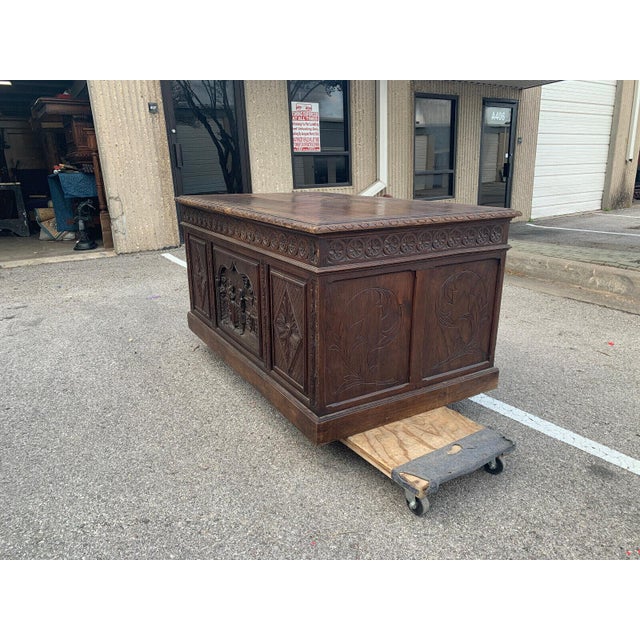 1800s Antique Breton Highly Carved 6 Drawers French Desk | Chairish