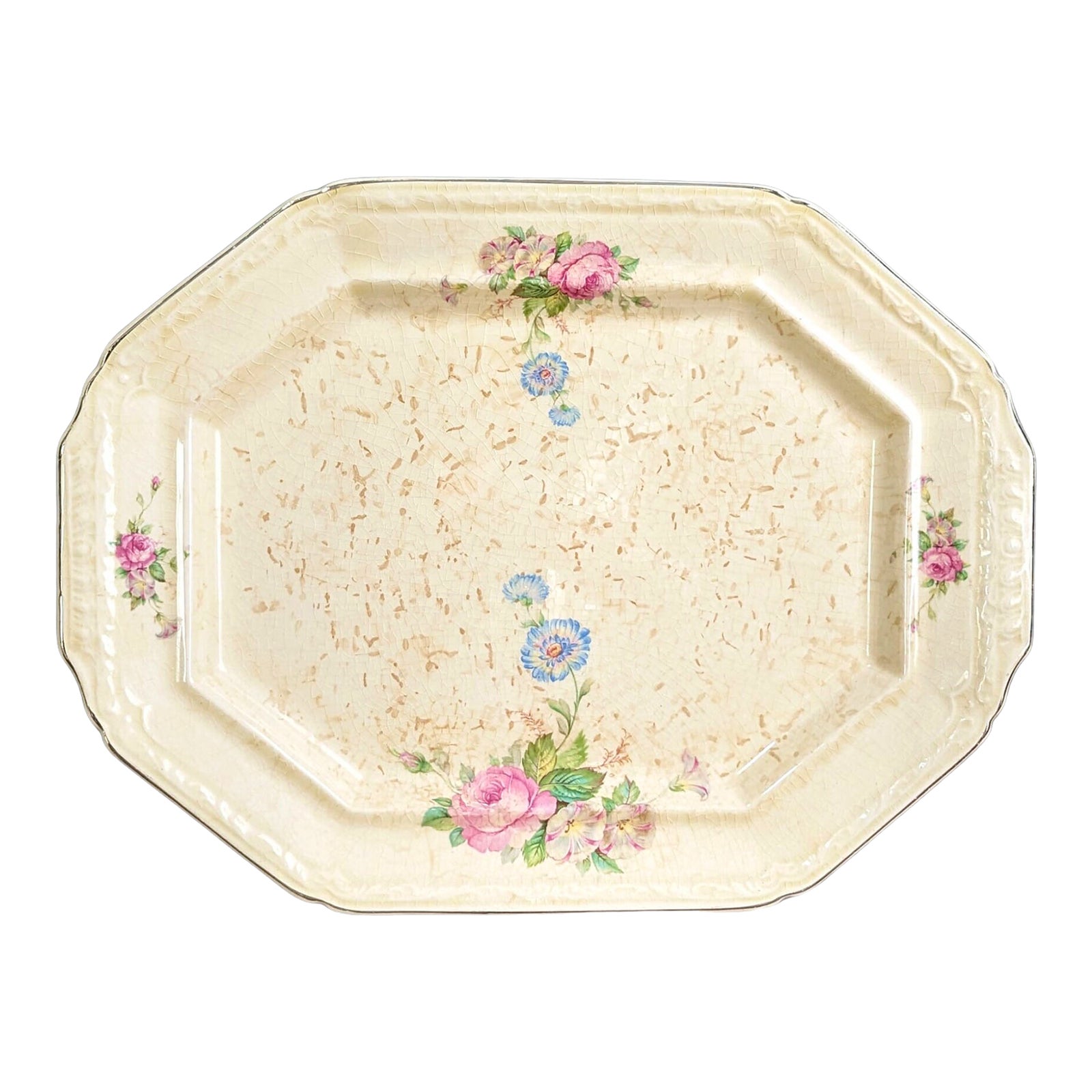 Early 20th Century Ironstone Platter With Floral Accents Edwin Knowles ...