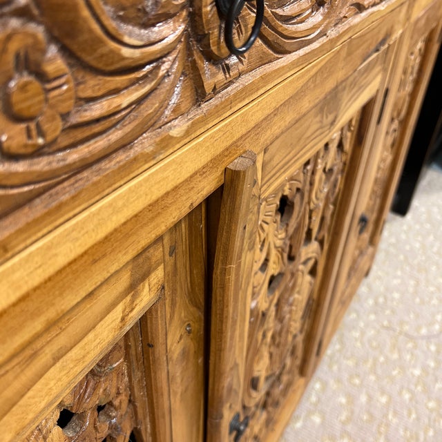Balinese Hand Carved Natural Sideboard | Chairish
