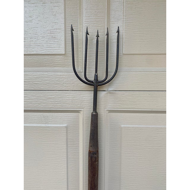 19th Century Hand Forged Iron Harpoon With Wooden Handle | Chairish