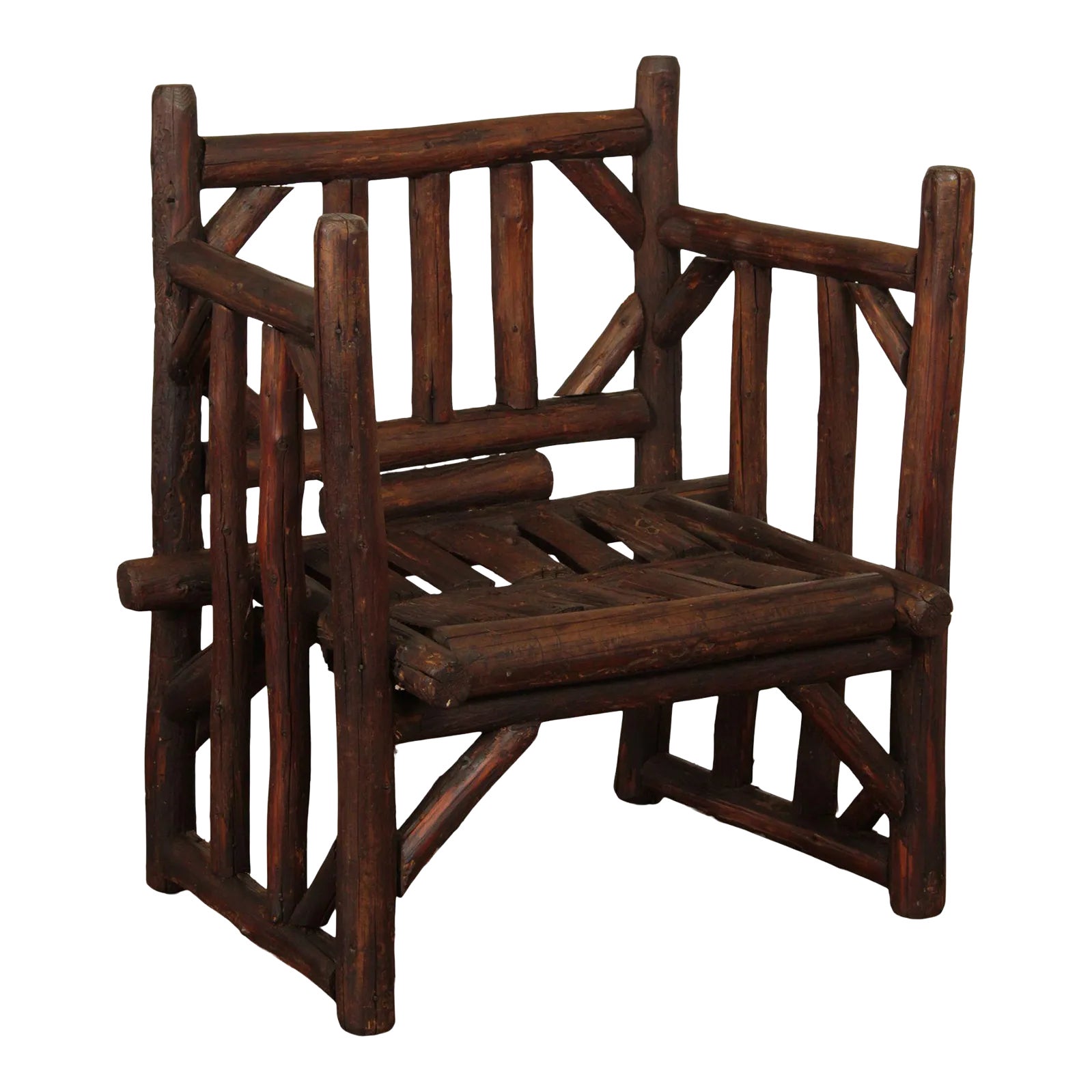 Michigan Cedarcraft Co. Antique Adirondack Style Rustic Armchair | Chairish