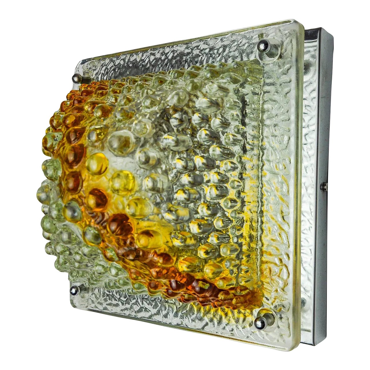 Murano Mazzega Orange Wall Lamp, Icicle Effect, Italy, 1970 | Chairish