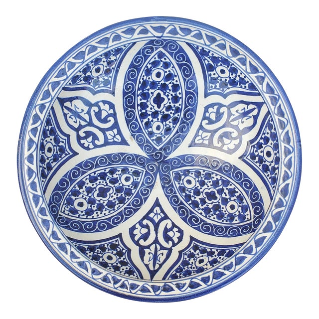 21st Century Moroccan Hand Painted Pottery Plate, Blue 6 Lhlm29 12-6 ...